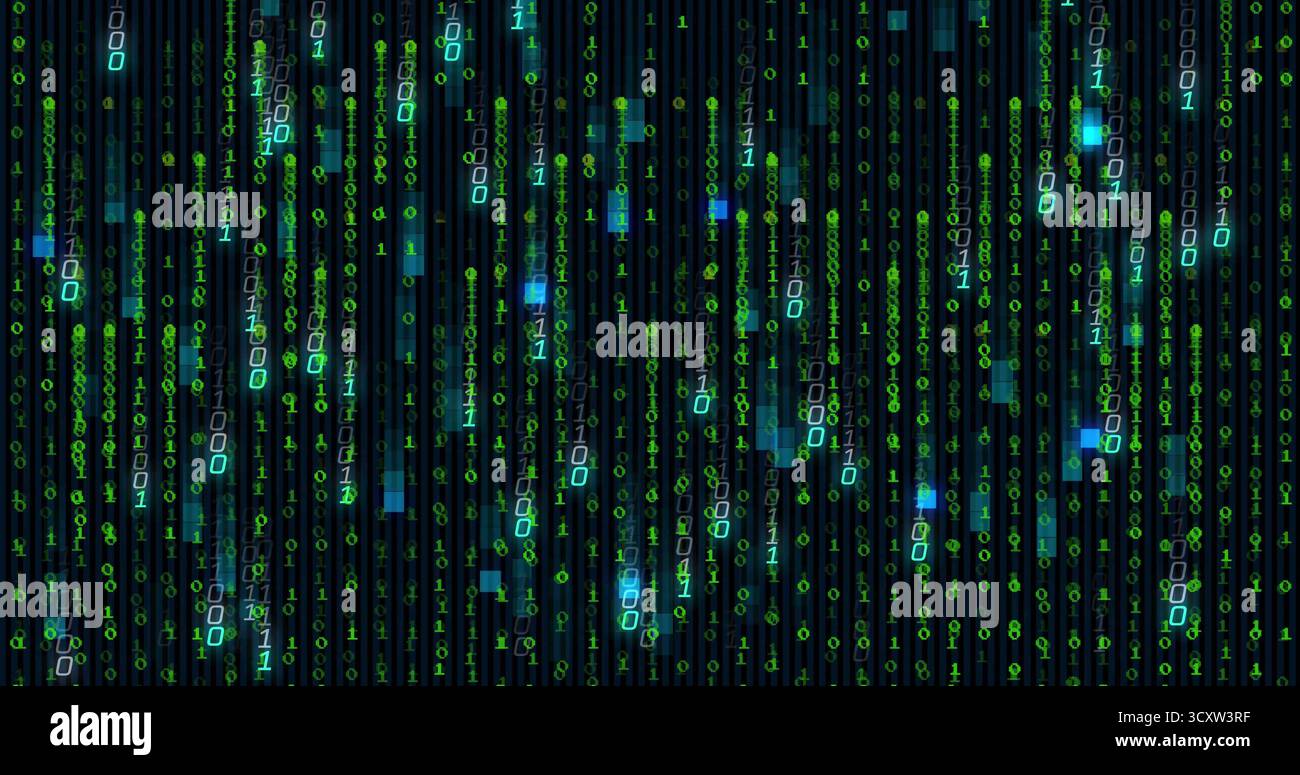 Green vertical code rain cascading hi-res stock photography and images ...