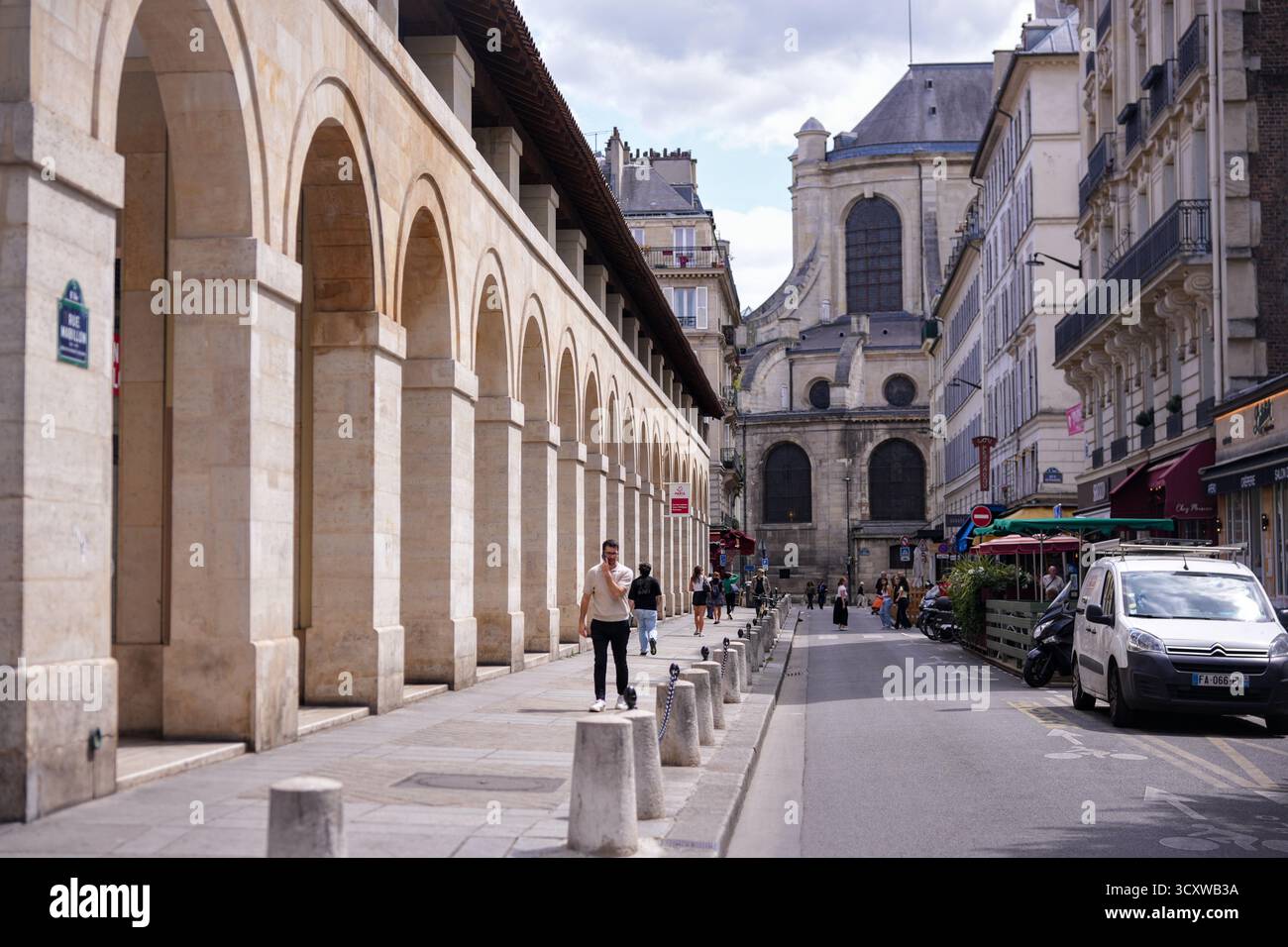 Historic arcade and Parisian street view in Paris France June 02 2025 ...