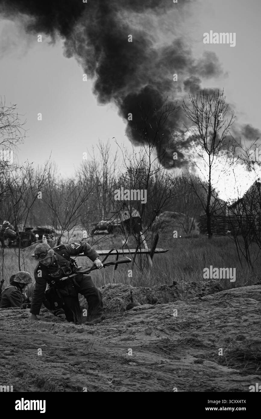 German Wehrmacht Infantry Soldiers In World War II Hidden Sitting With ...