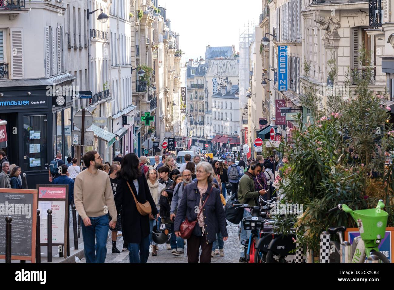 Paris, France - October 11, 2025 : View of the crowded street Rue de ...
