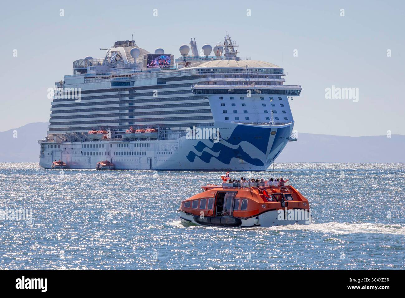 Tender Operations in Santa Barbara harbor as the Royal Princess Cruise ...