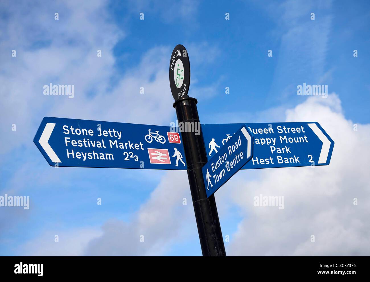 Finger indicator sign for pedestrians and cyclists hi-res stock ...