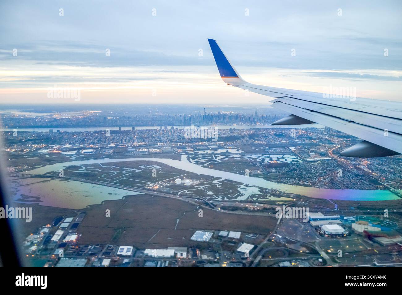 New York City skyline photographed from an airplane Stock Photo - Alamy