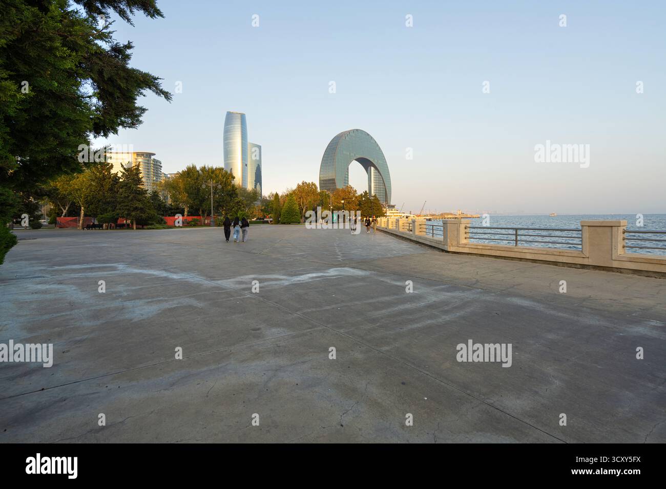 Baku, Azerbaijan. october 9, 2025. panoramic view of the seaside of the ...