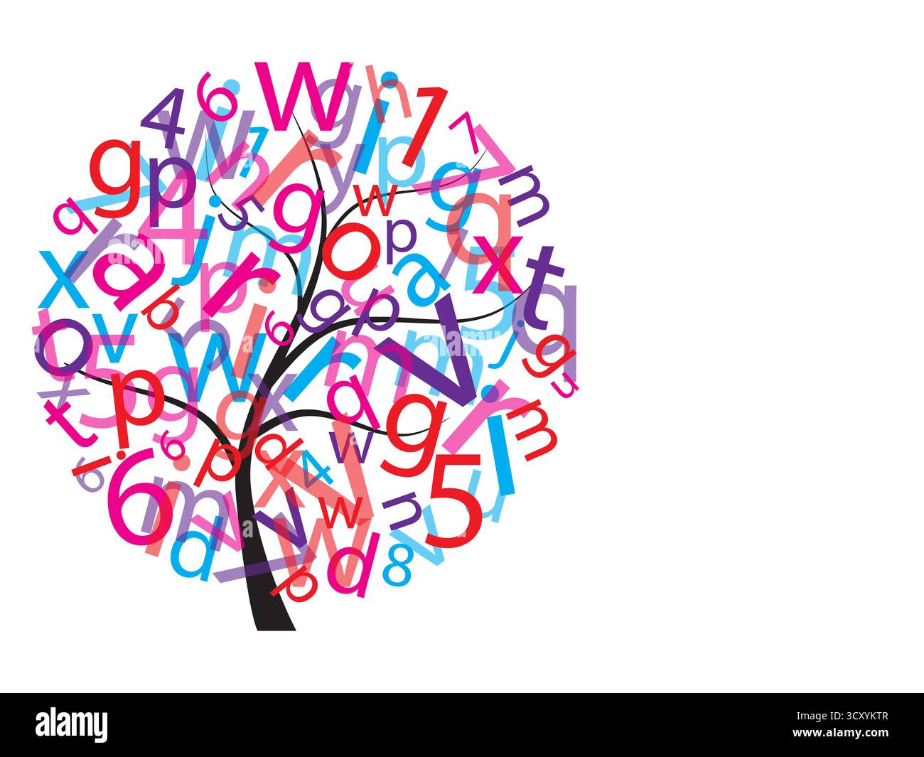 Tree made of letters and numbers Stock Photo - Alamy