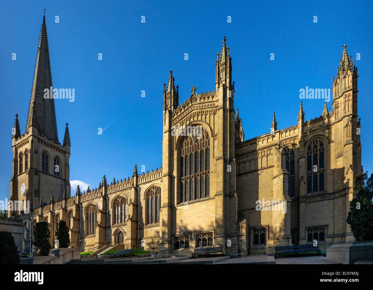 Wakefield Cathedral, located in West Yorkshire, England. The spire is ...