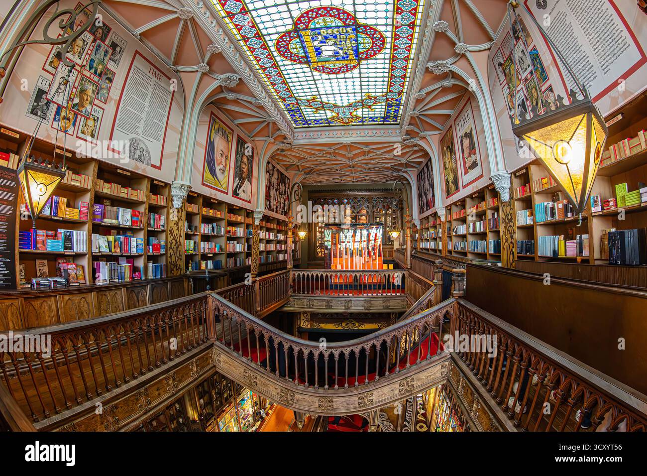 PORTO, PORTUGAL-APRIL 10, 2024: Interior of the Livraria Lello e Irmao ...