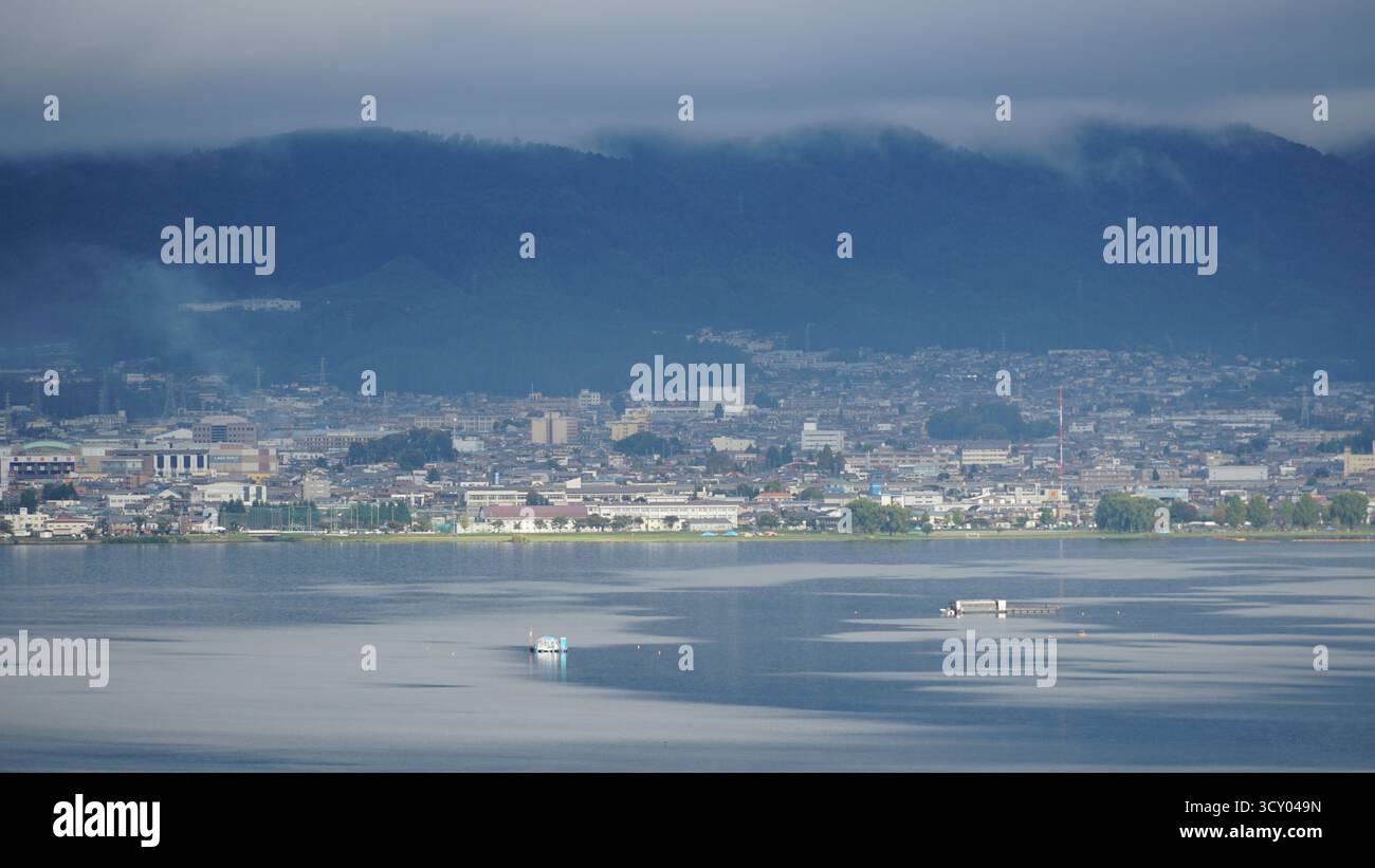 Lake Suwa – Tranquil Waters and Hot Springs in Nagano, Japan Stock ...