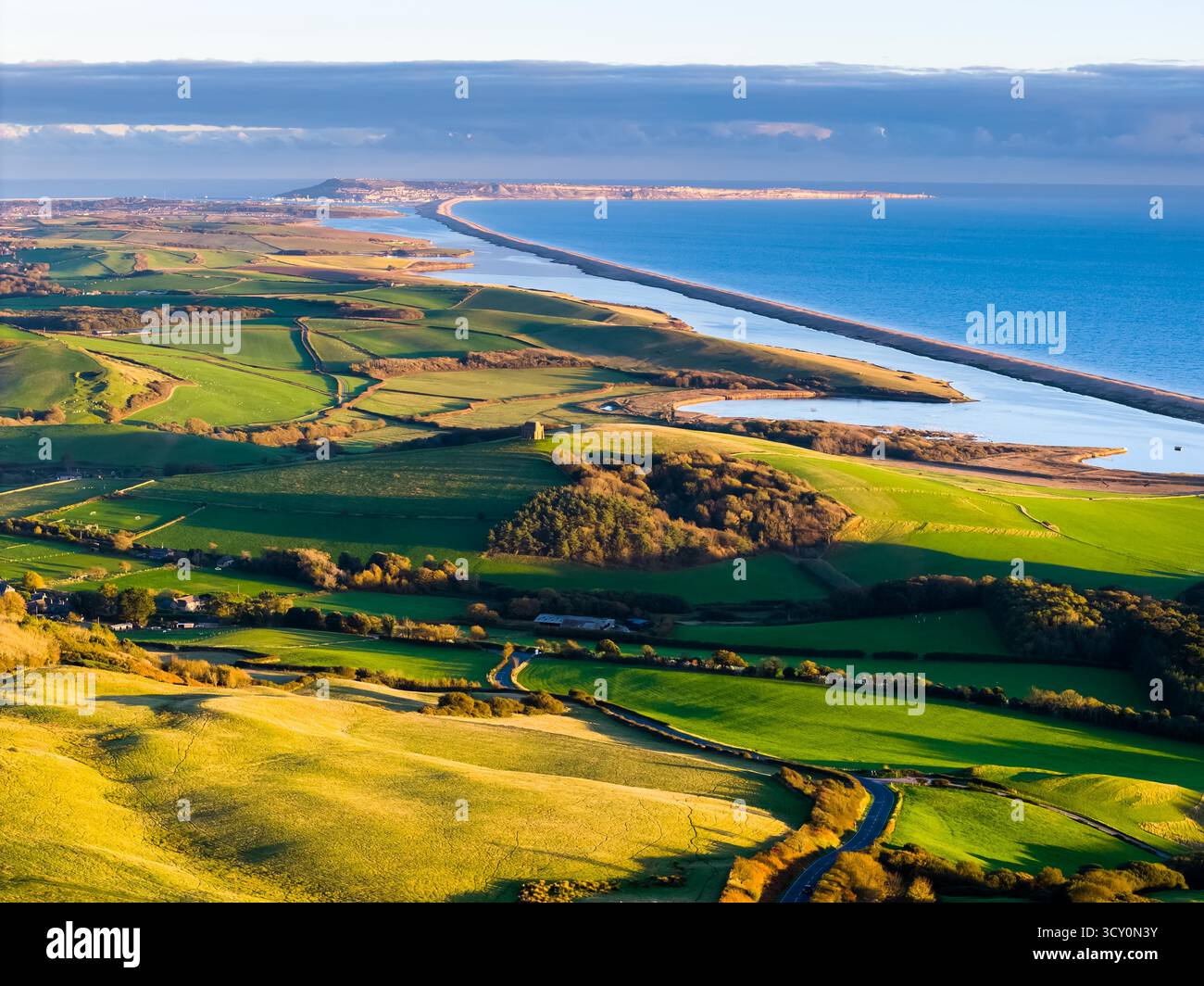 Abbotsbury, Dorset, UK. 16th October 2025. UK Weather: Aerial view of ...