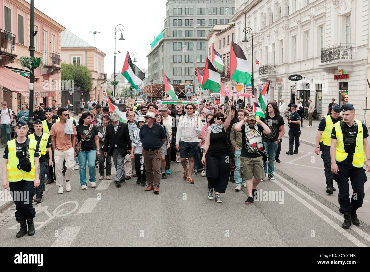 March of solidarity with Palestine. Hundreds of people marching through ...