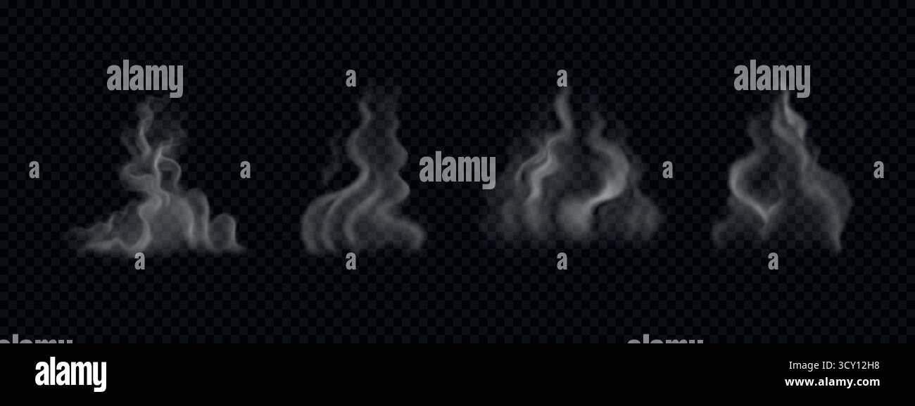 Vector realistic cooking steam isolated on transparent background Stock ...