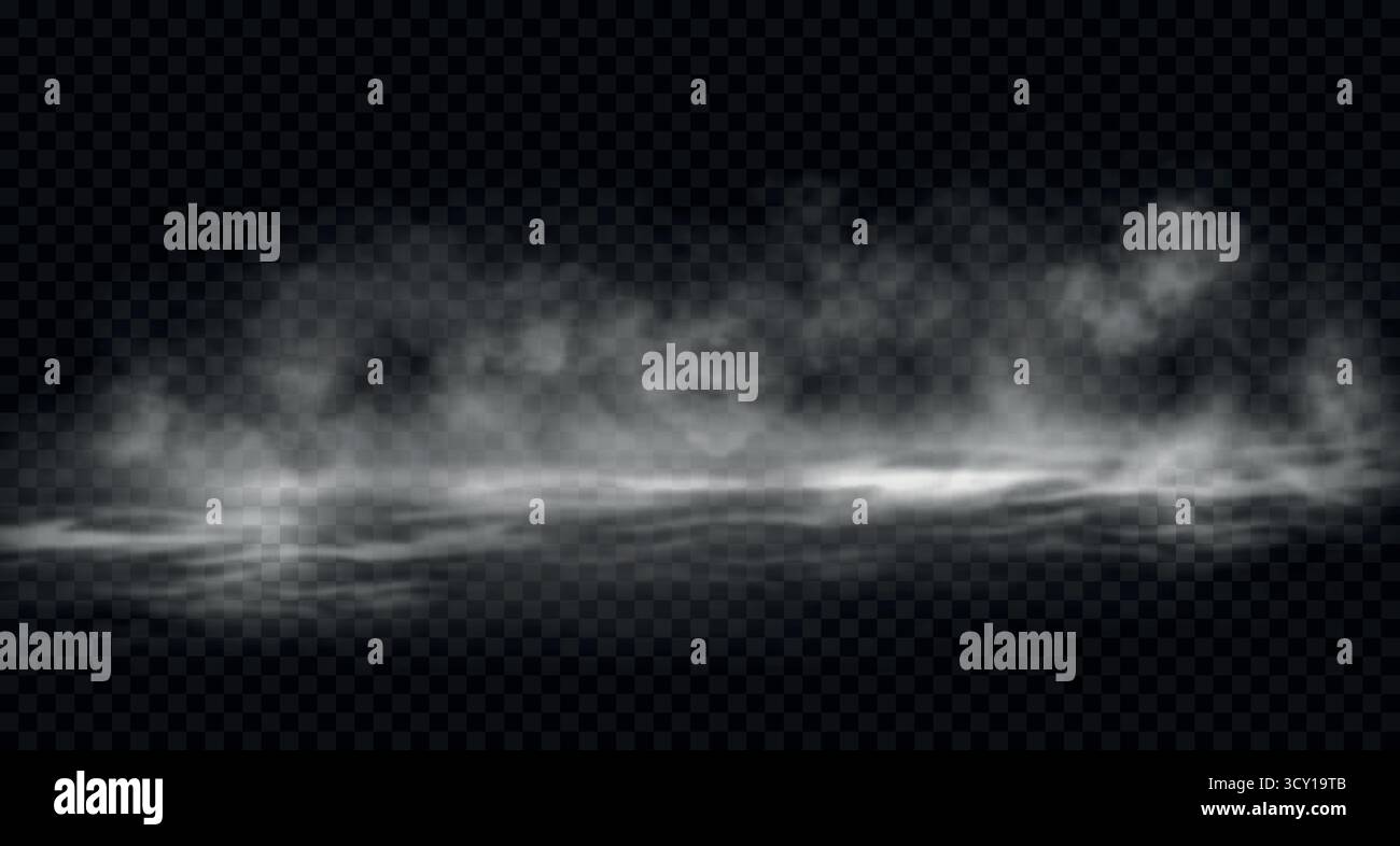 Realistic fog and waves with flare isolated on transparent backdrop ...