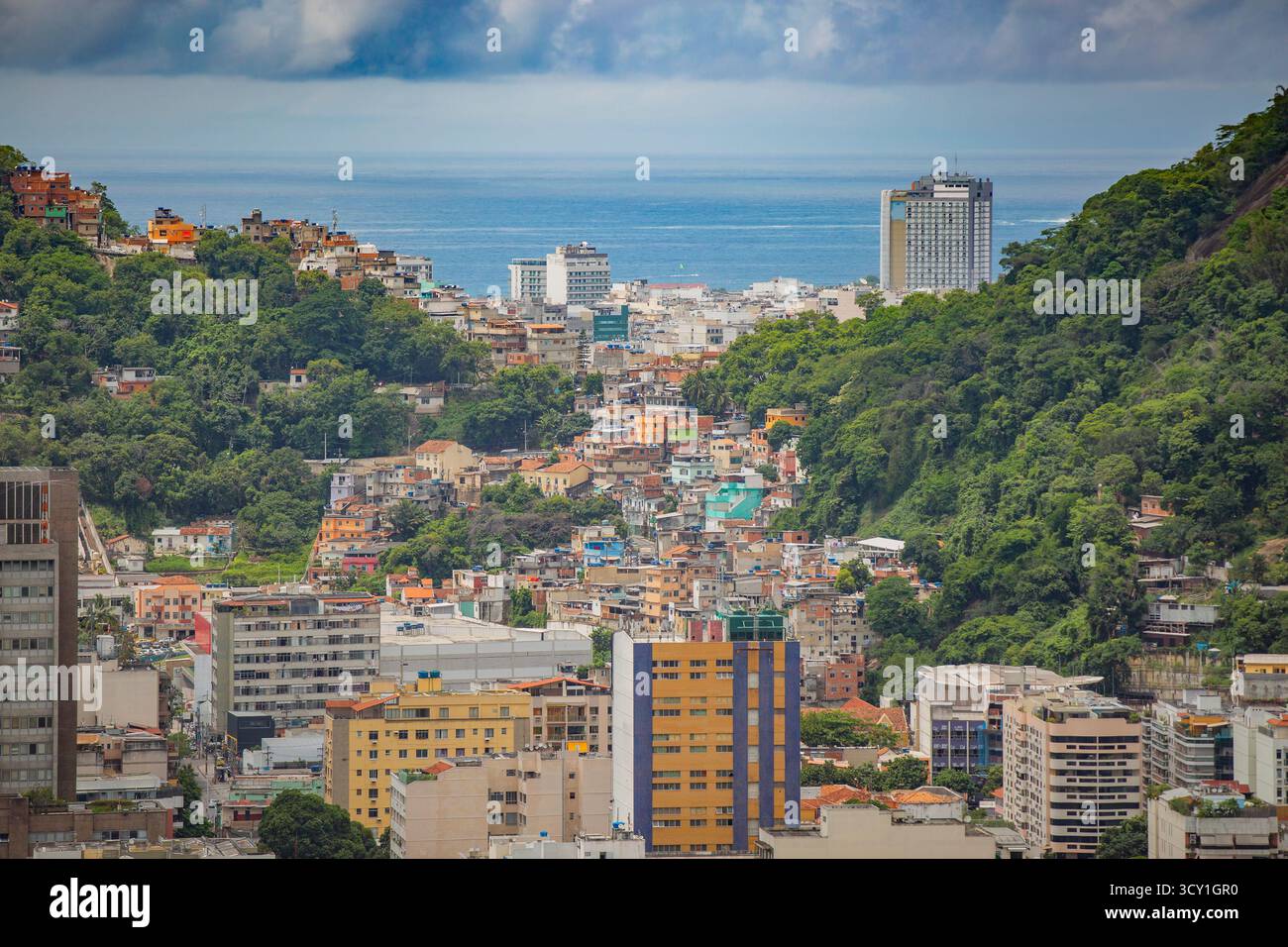 View of favelas and ocean in Rio de Janeiro, Brazil Stock Photo - Alamy