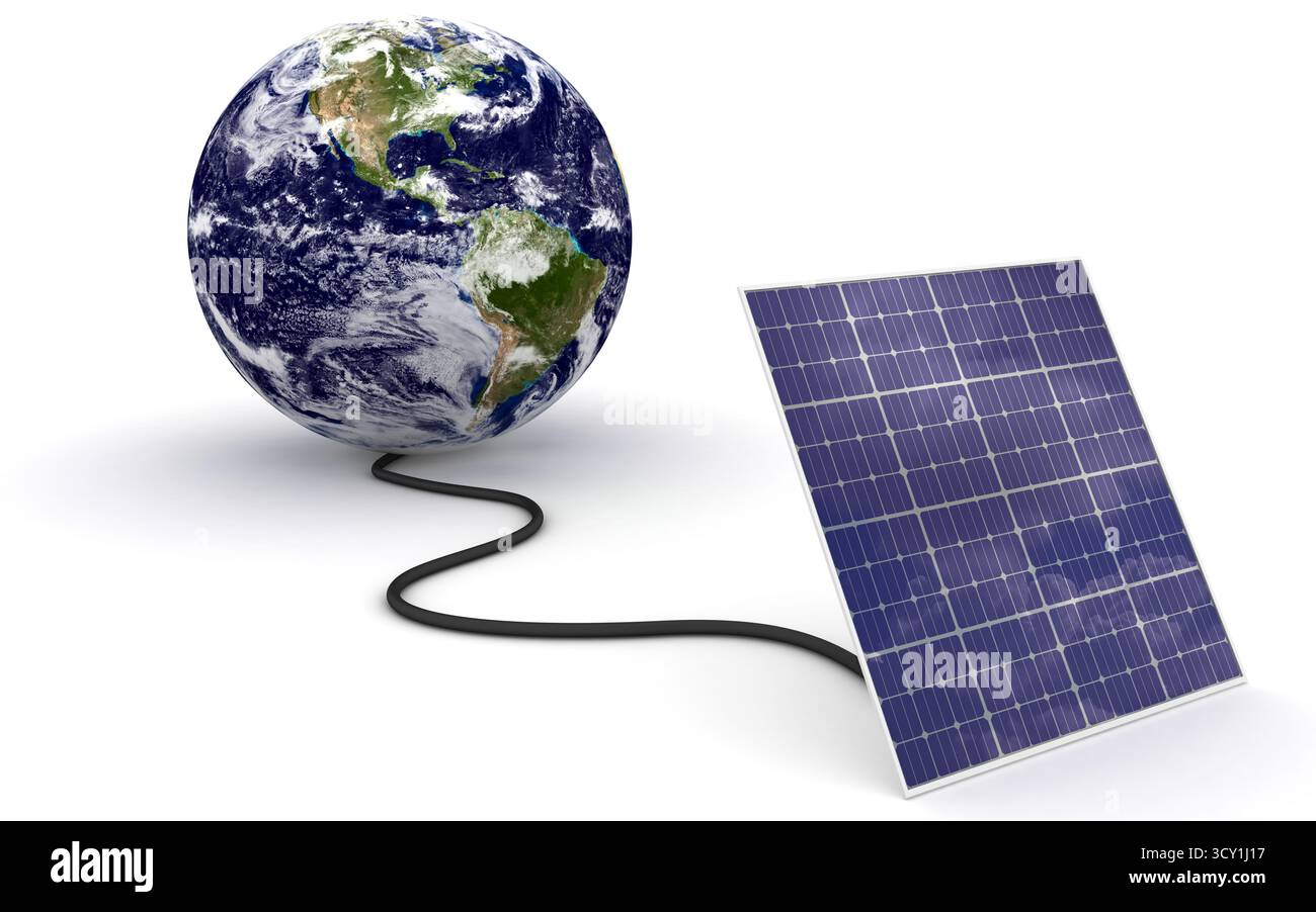 Earth Connected to Solar Panel Stock Photo - Alamy
