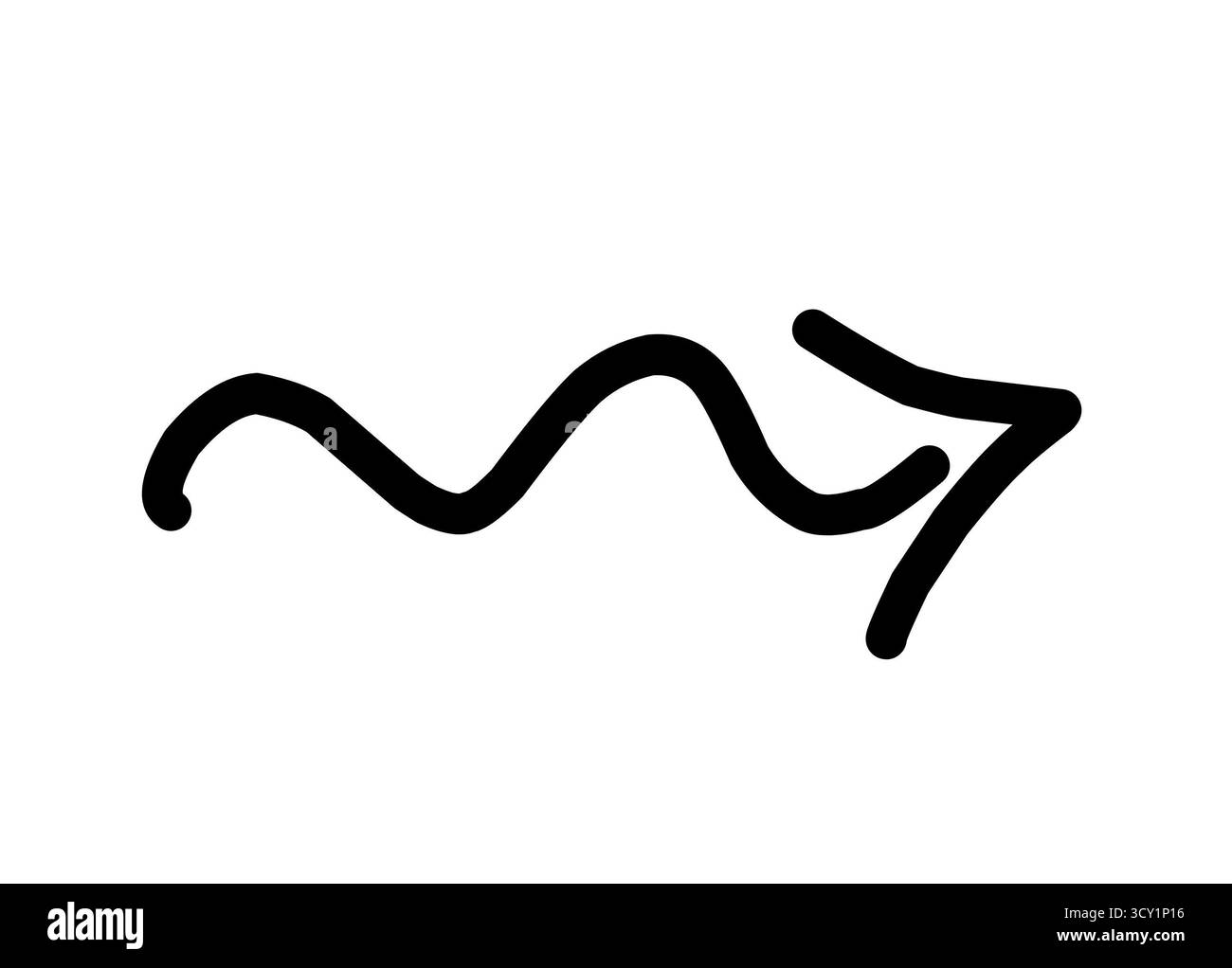Black hand drawn squiggly arrow Cut Out Stock Images & Pictures - Alamy