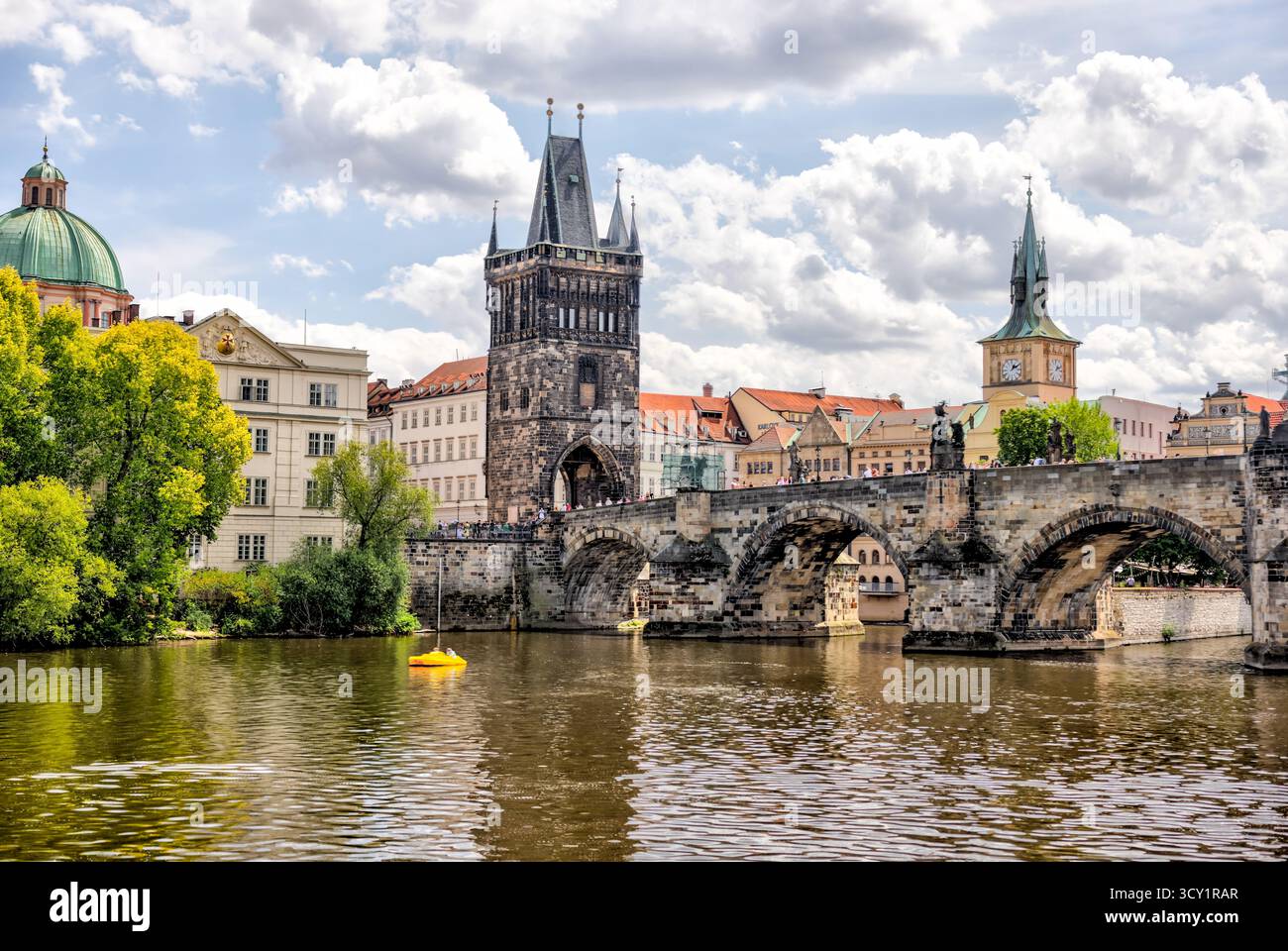 Scenic views of the Charles Bridge in Prague, Czech Republic ...