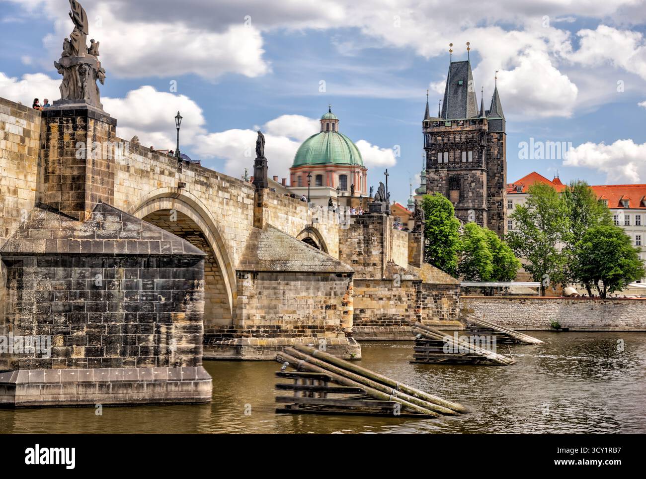 Scenic views of the Charles Bridge in Prague, Czech Republic ...