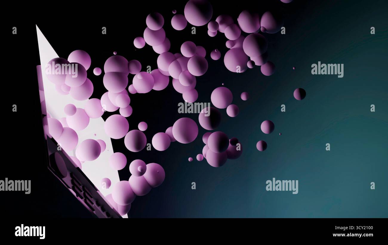 Pink spheres escaping white box on dark background. Design Stock Photo ...