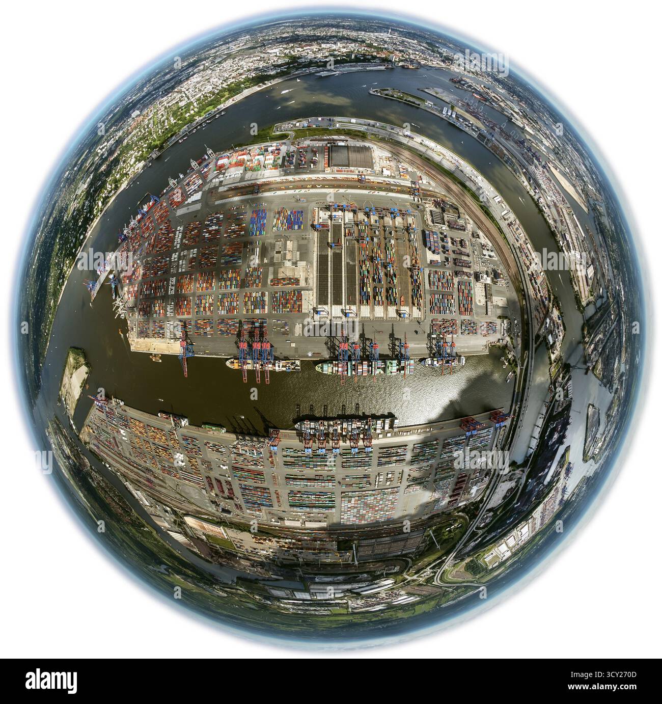 Container ship from above Cut Out Stock Images & Pictures - Alamy