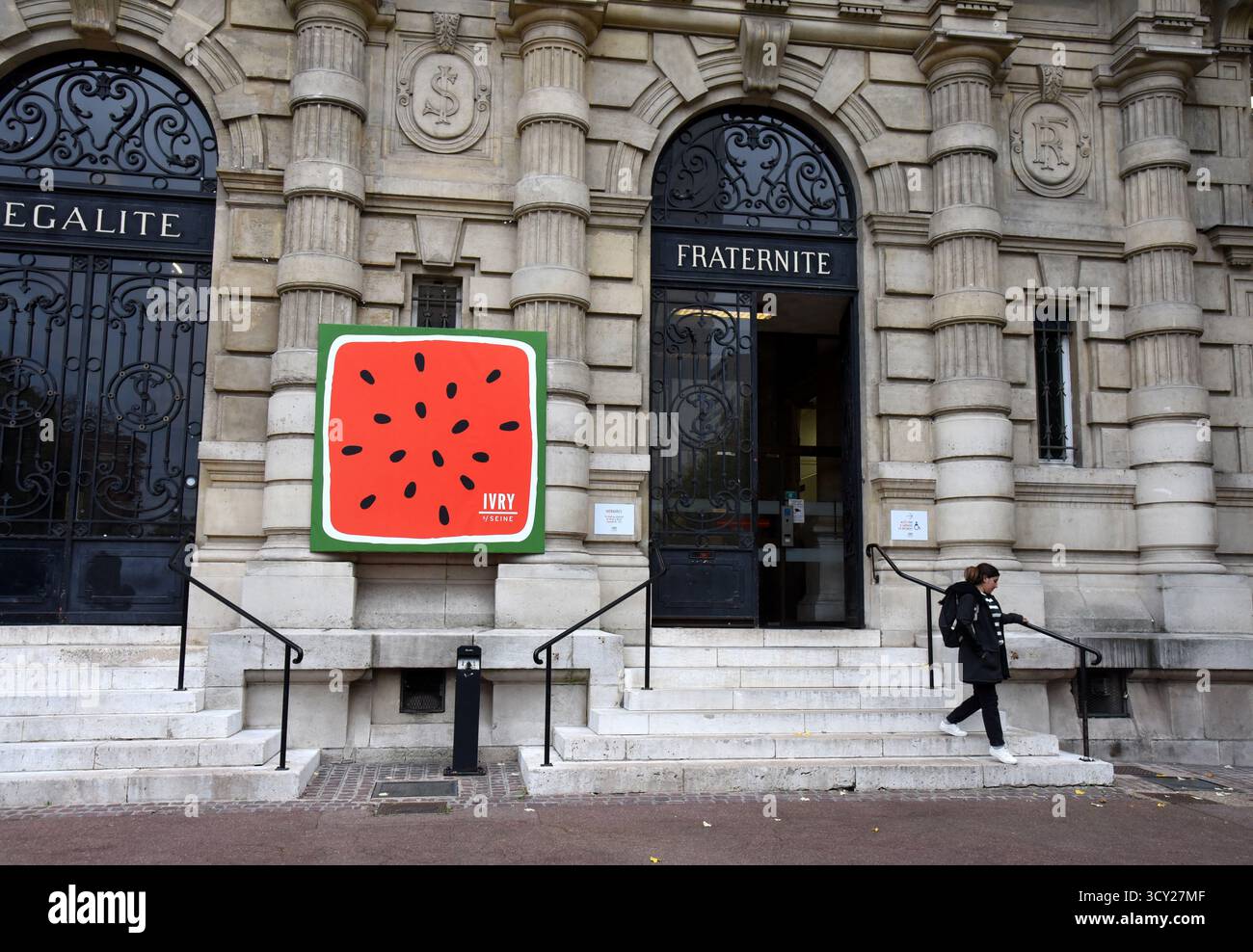Ivry Sur Seine, France. 16th Oct, 2025. The watermelon design placed in ...