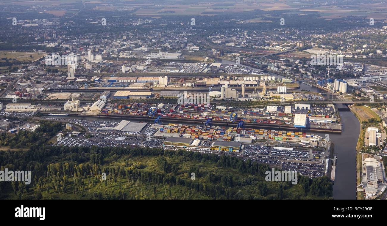 Aerial view, harbour area, harbour facilities, Contargo Neuss GmbH ...