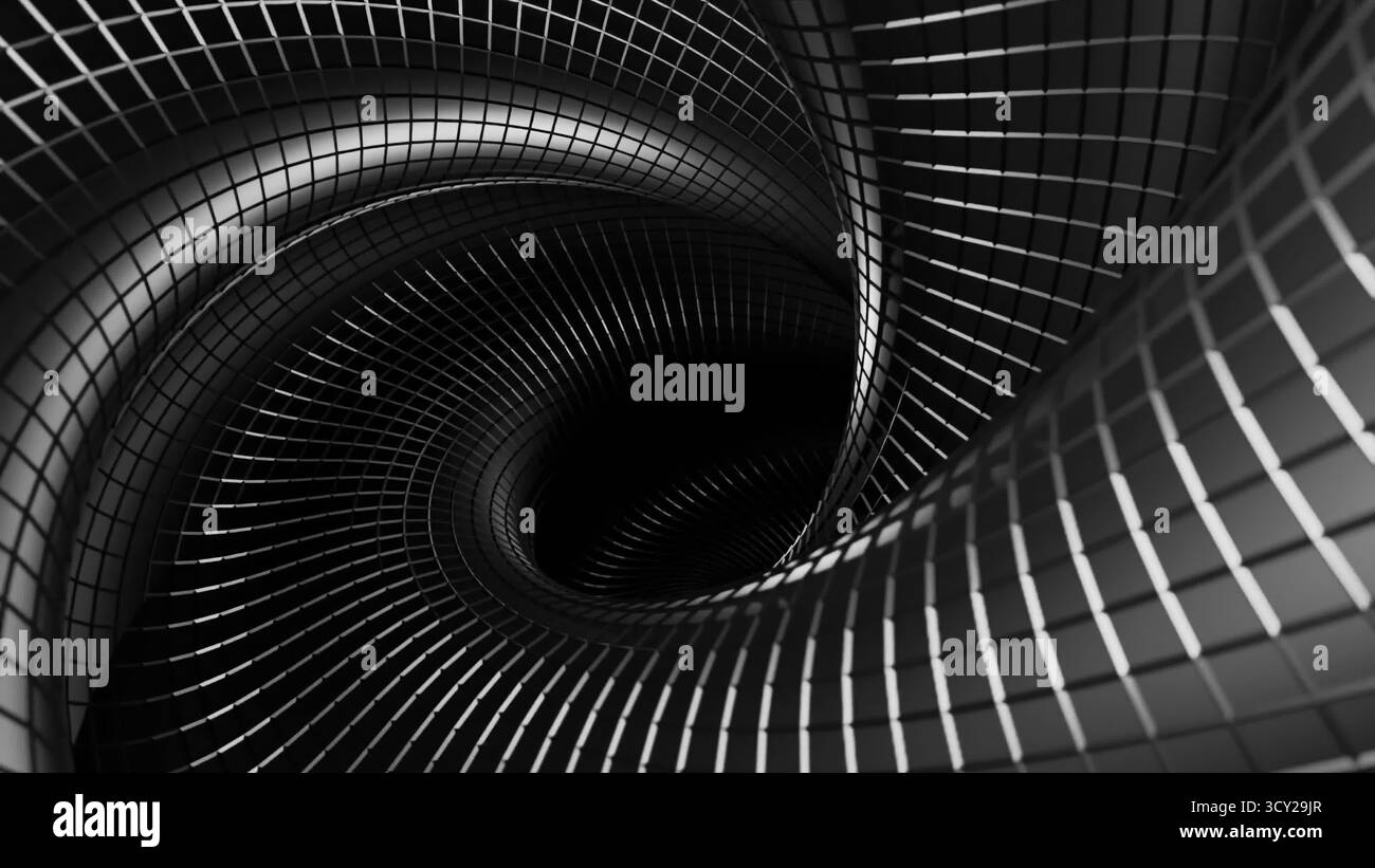 Abstract dark metal spiral tunnel animation. Design Stock Photo - Alamy