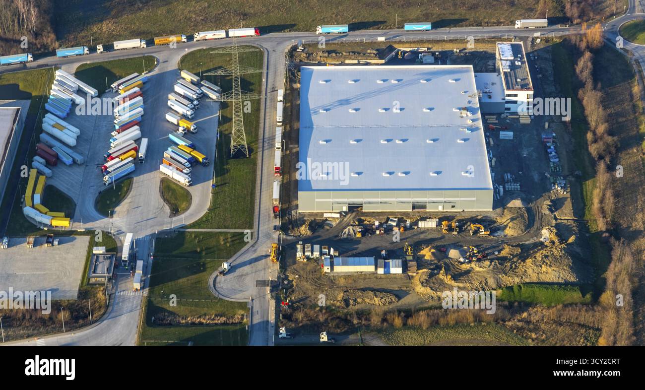 Aerial view, industrial estate in Lenklar, in the Wahrbrink-West ...
