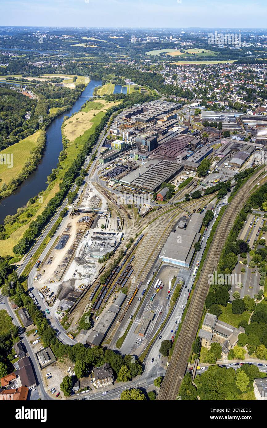 Aerial view, Deutsche Edelstahlwerke Witten, DEW, Ruhr river, Witten ...