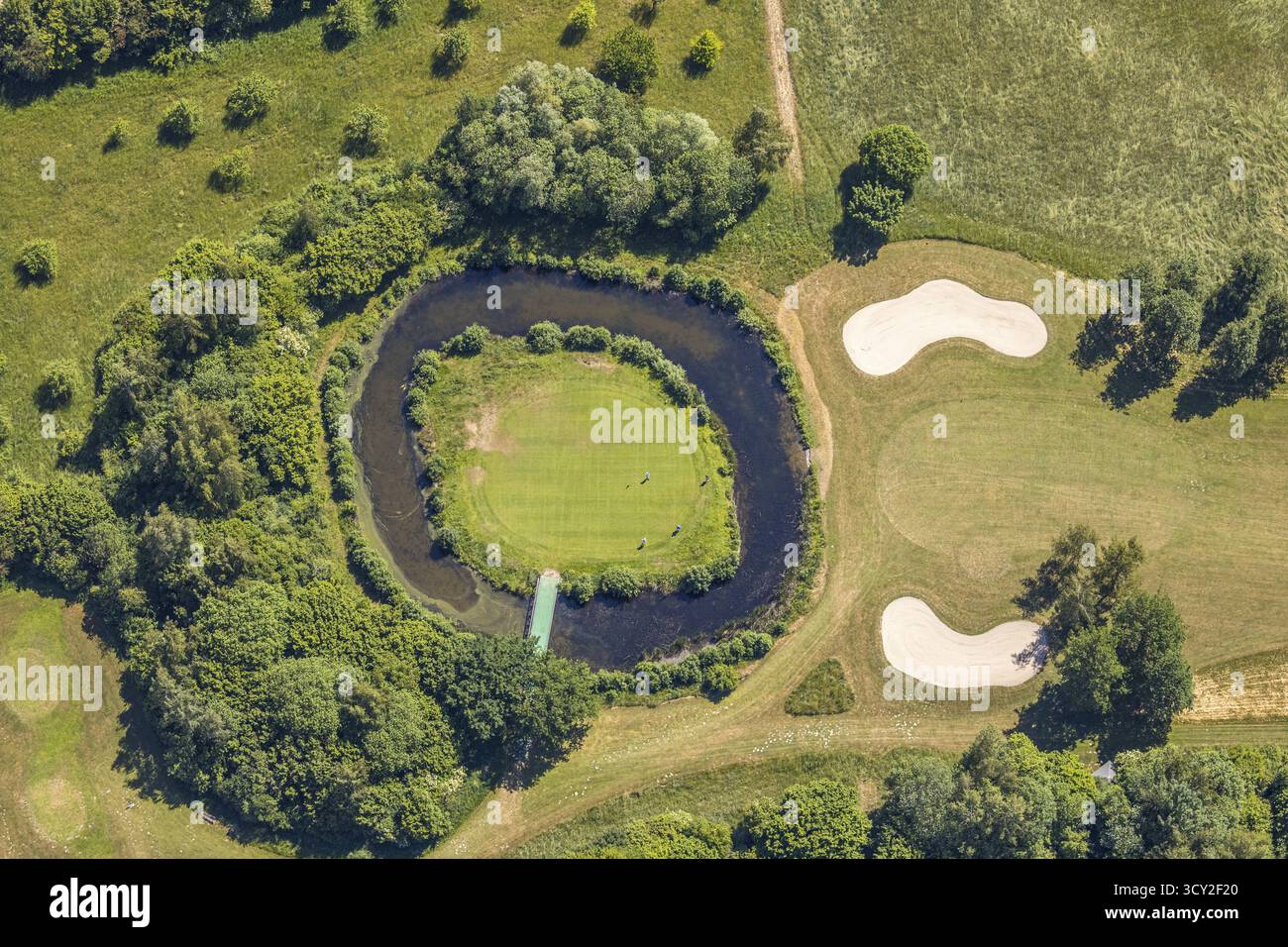 Aerial view, golf course golf club Op de Niep, Neukirchen-Vluyn, Lower ...