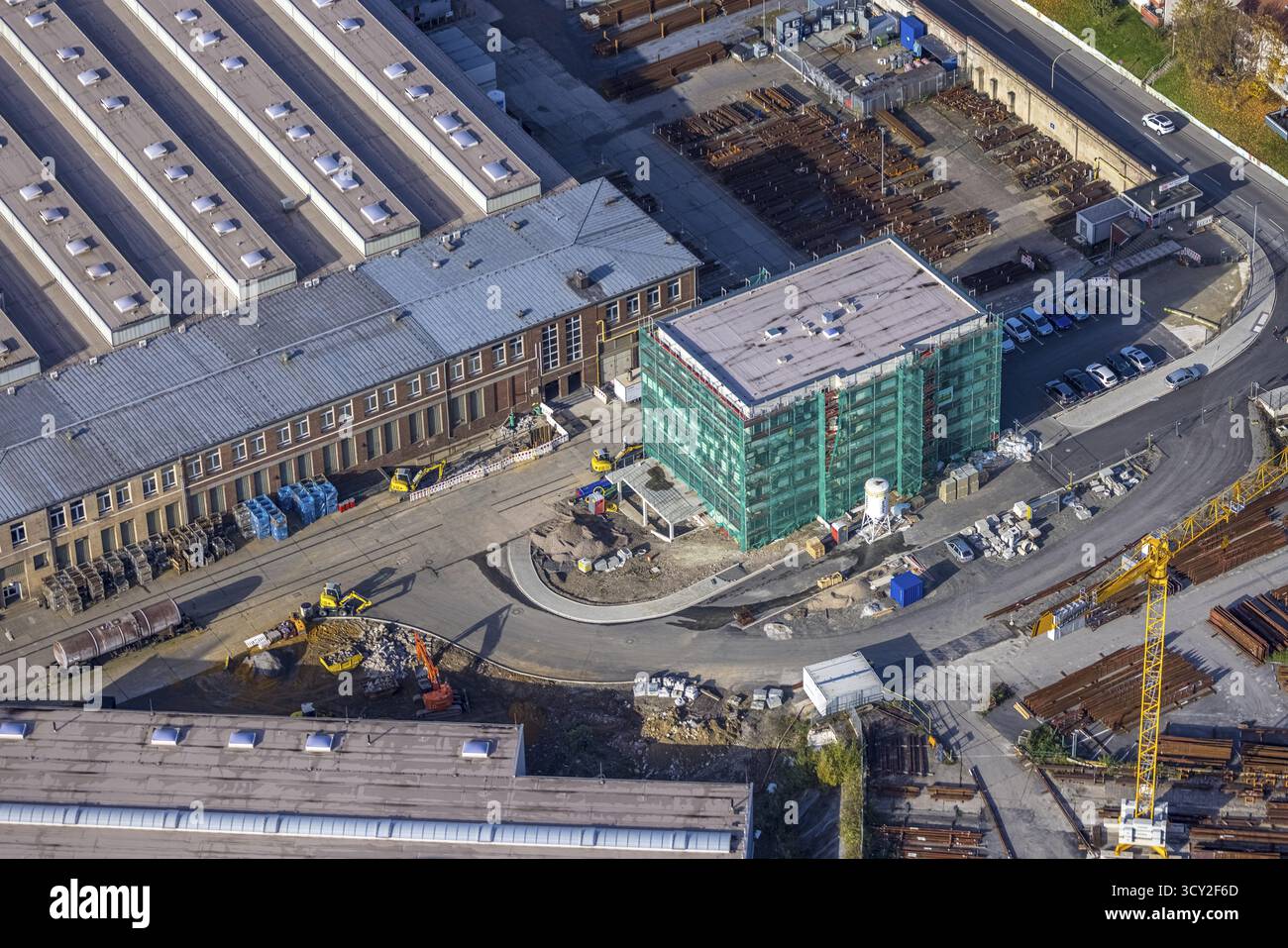 Aerial view, overview of Witten switchyard, Kronenstrasse access road ...