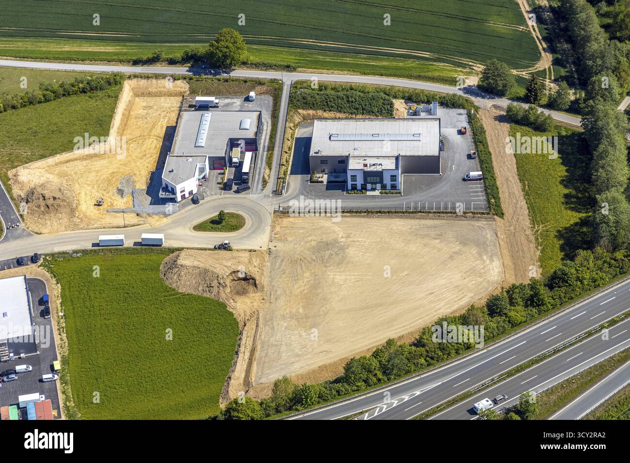 Aerial view, industrial park Enste Nord, Meschede, Sauerland, North ...