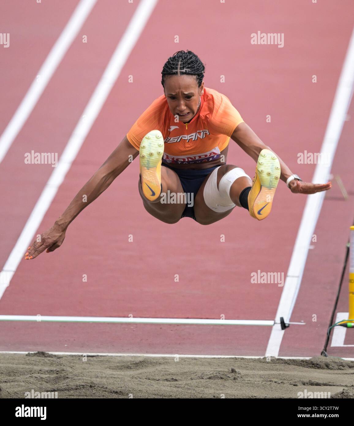 María Vicente of Spain competing in the Heptathlon long jump at the ...
