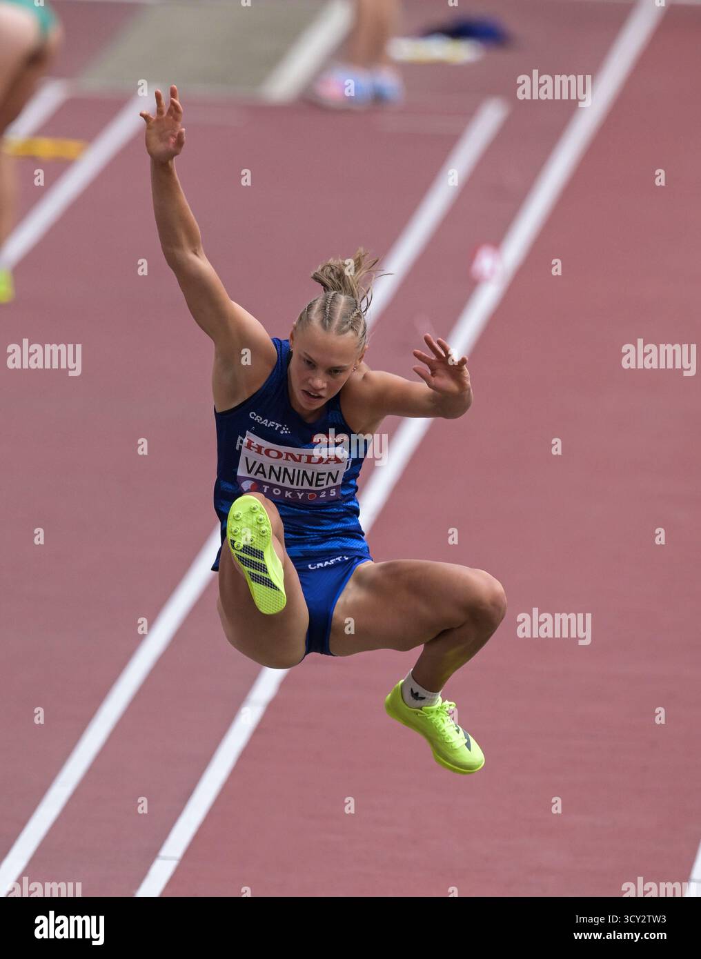 Saga Vanninen of Finland competing in the Heptathlon long jump at the ...