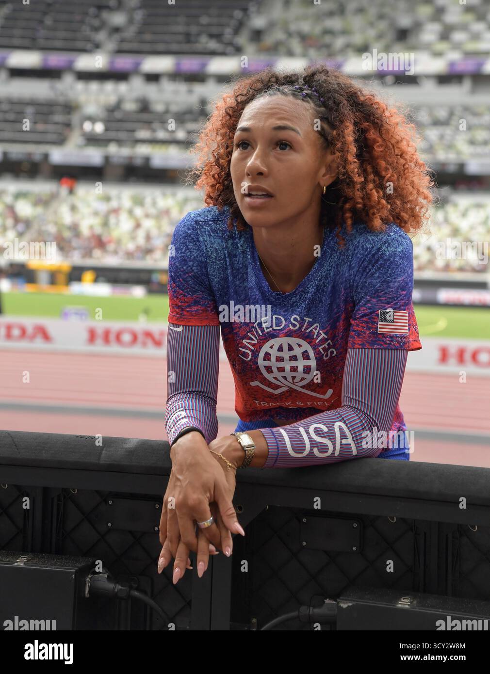 Taliyah Brooks of the USA competing in the Heptathlon long jump at the ...