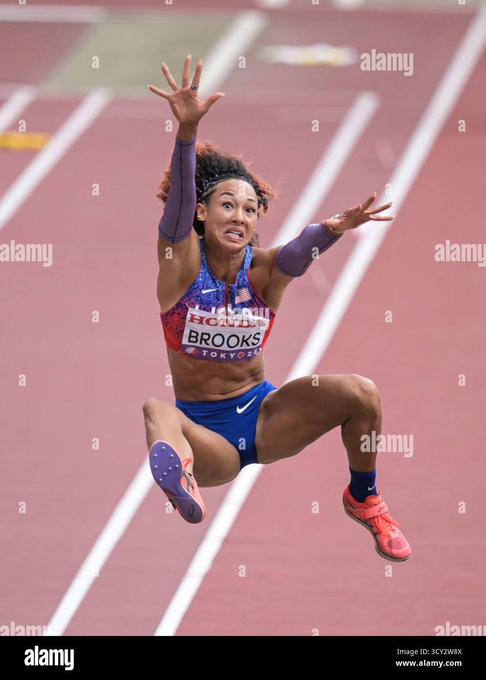 Taliyah Brooks of the USA competing in the Heptathlon long jump at the ...