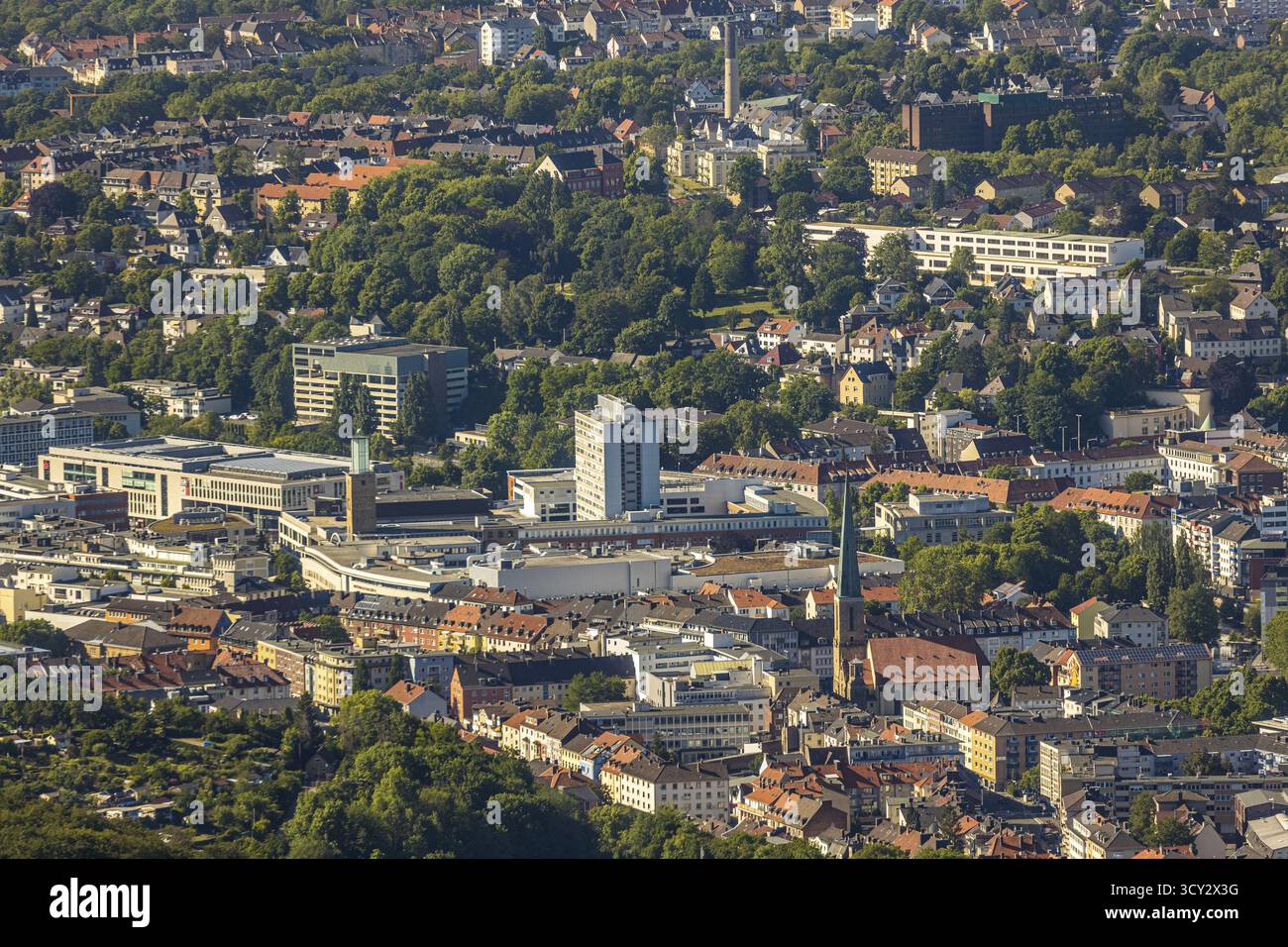 Aerial view, city centre view, Johanniskirche, Rathaus Galerie Hagen ...