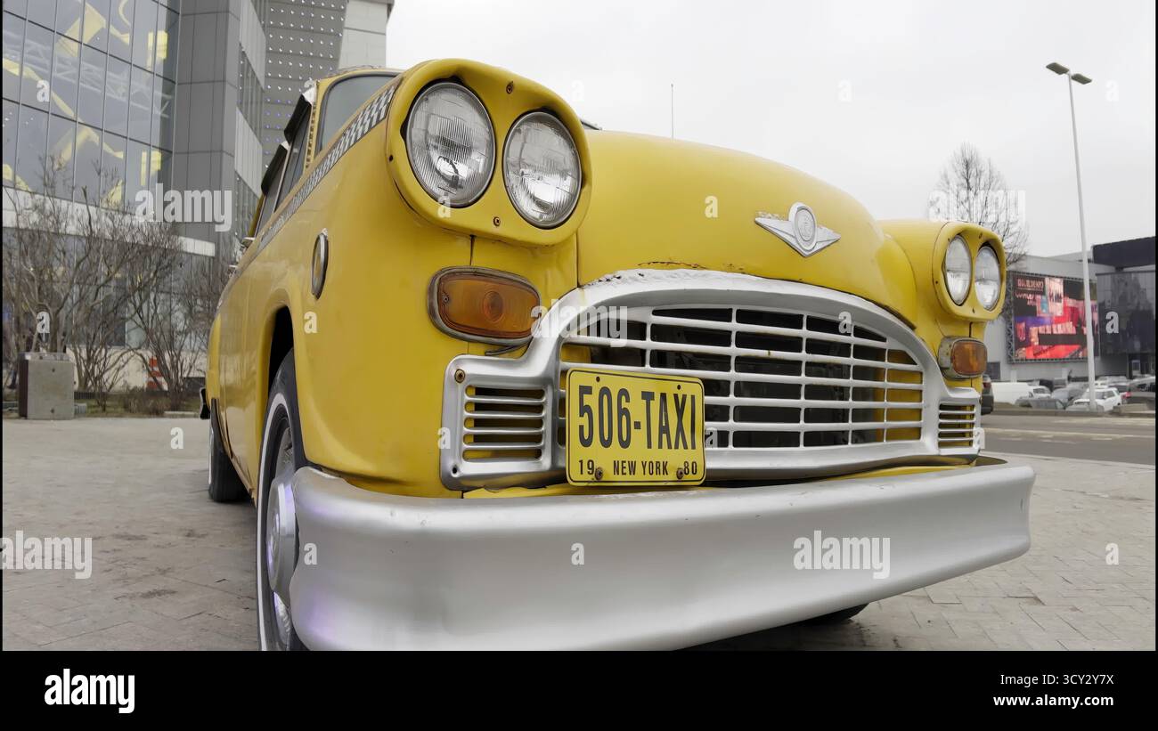 Vancouver, Canada - January 2025: Checker cab parked near modern ...