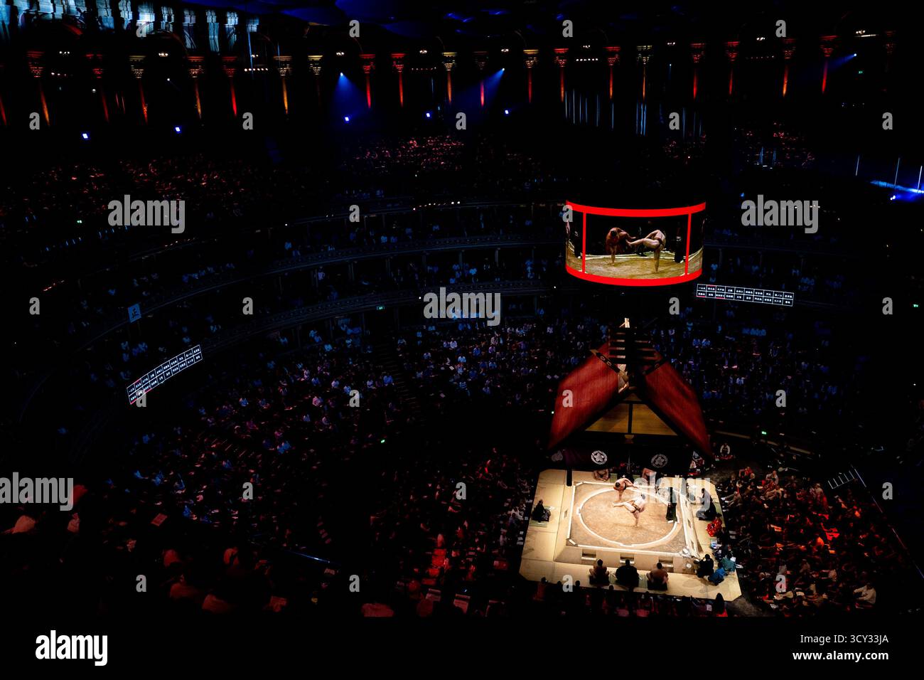 Sumo wrestlers, also known as Rikishi, take part in the Makuuchi ...
