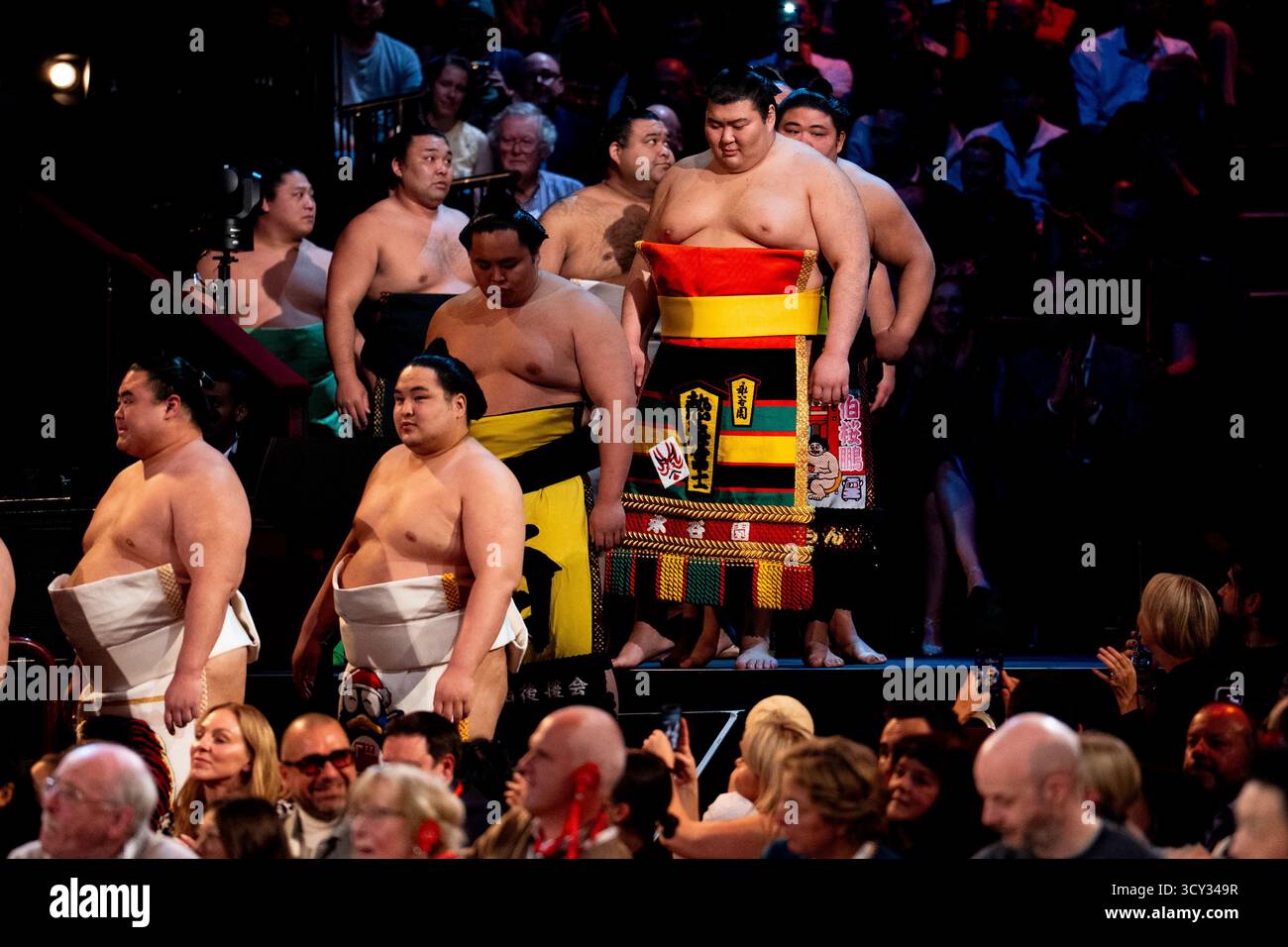 Sumo wrestlers, also known as Rikishi, during the opening ceremony on ...