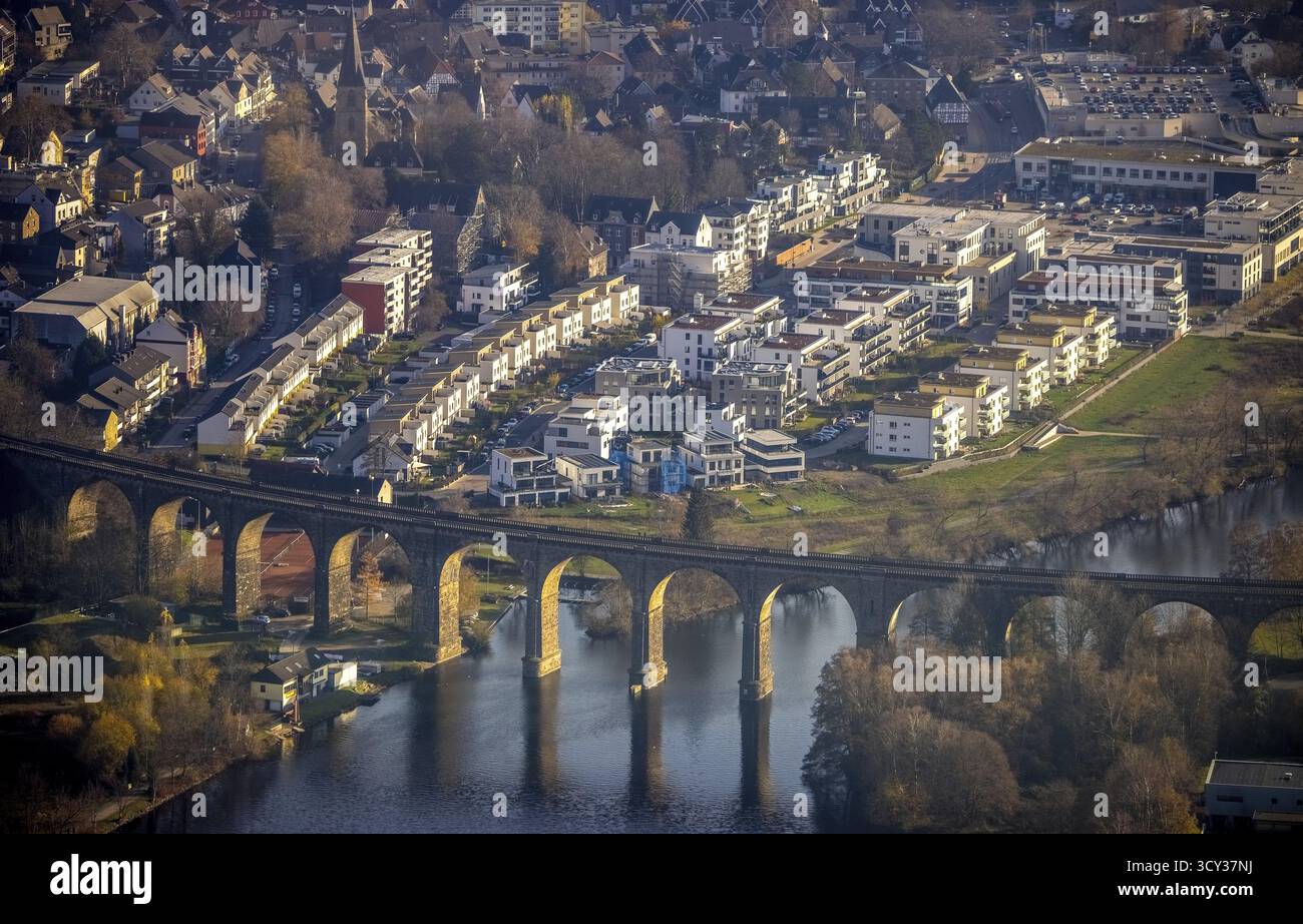 Aerial view, Ruhr viaduct, Ruhr bridge, Ruhr valley, Herdecke, Ruhr ...
