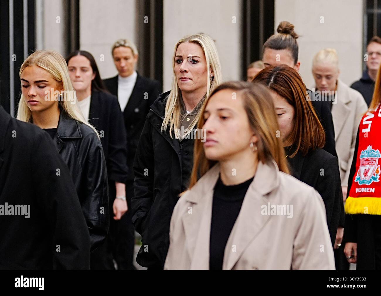 Liverpool's Gemma Bonner (centre) arriving at the memorial service for ...