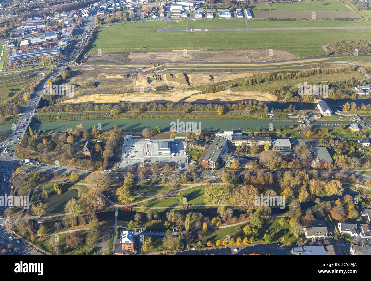 Aerial photo, Lippe reconstruction Hamm, Lippe floodplain recreation ...