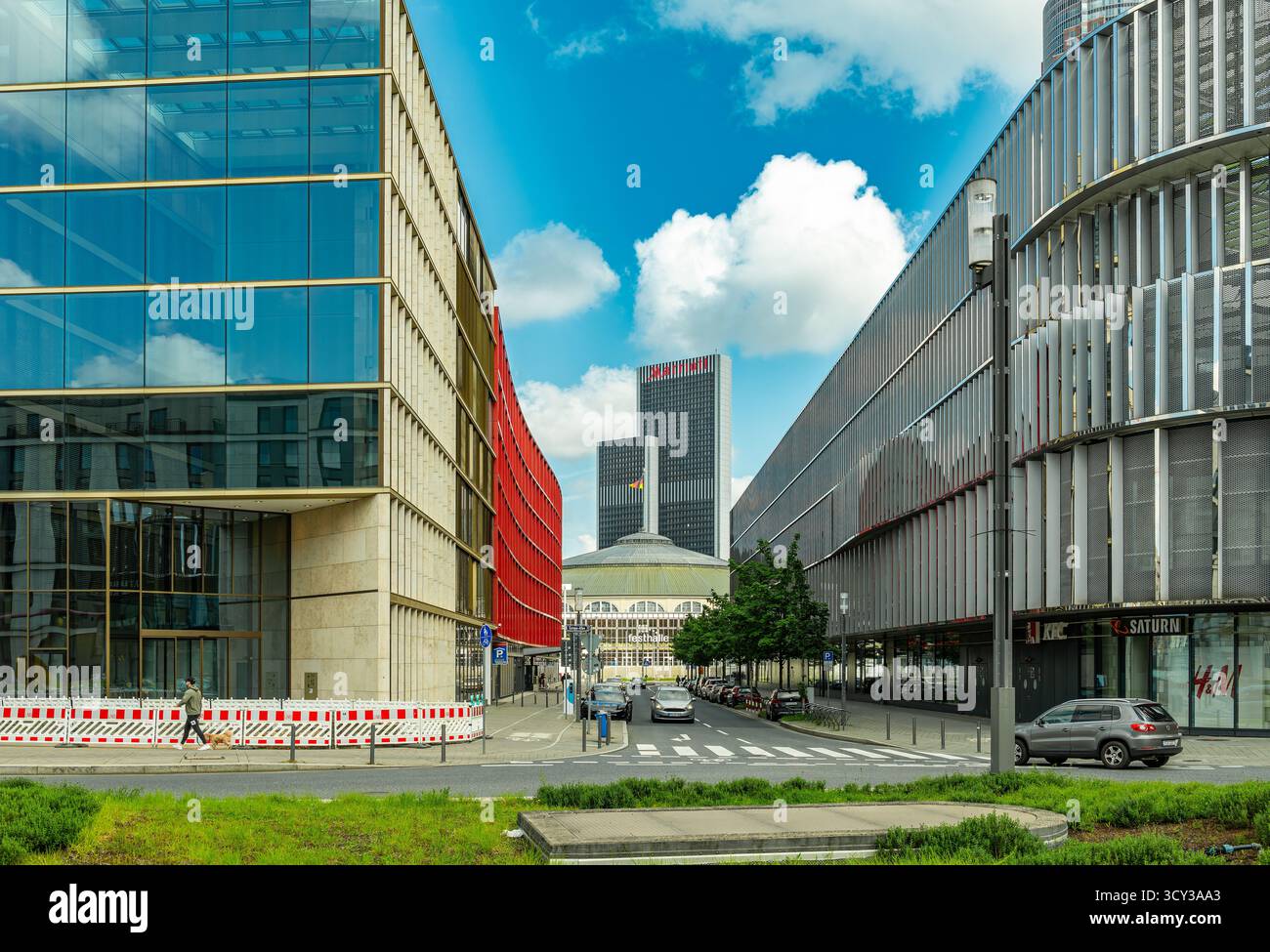 View of the Festhalle, exhibition hall in Frankfurt am Main, Germany ...