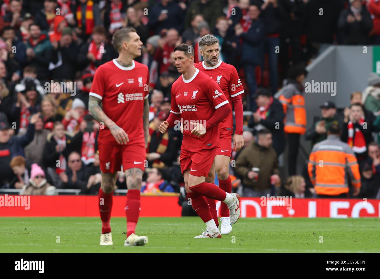 From left to right: Daniel Agger - Fernando Torres and Igor Bišćan ...