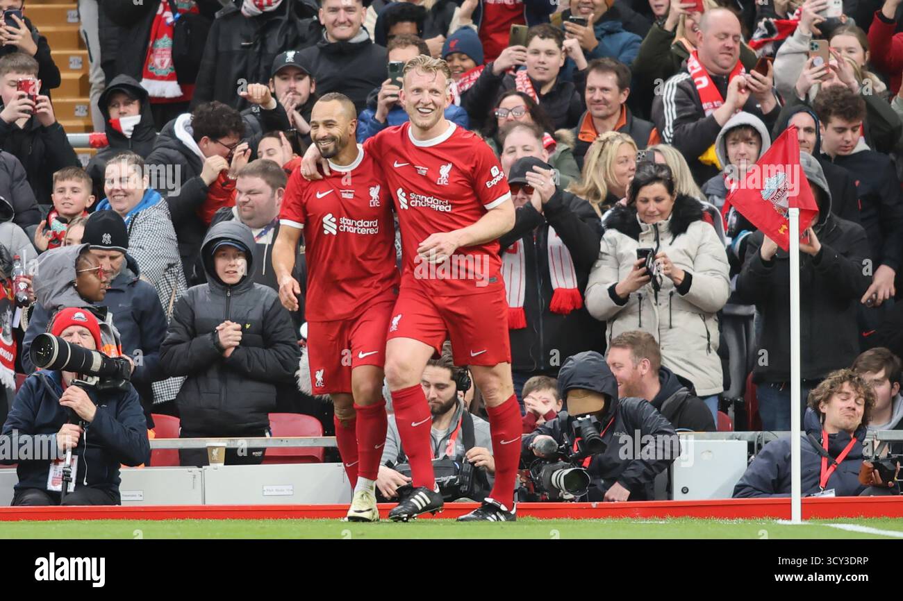Nabil El Zhar and Dirk Kuyt celebrating goal during the matchLiverpool ...