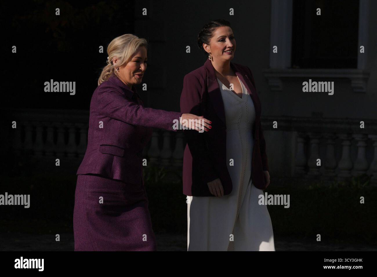 First Minister Michelle O'Neill (left) and Deputy First Minister Emma Little-Pengelly arrive at ...