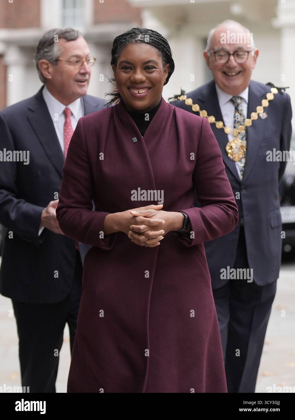 Conservative Party leader Kemi Badenoch at the Ronald Reagan statue re ...