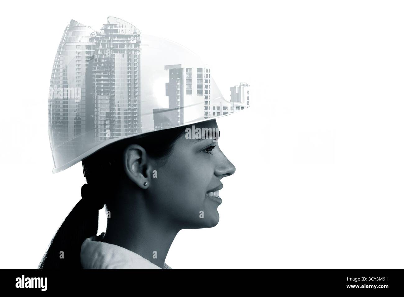 Silhouette young woman engineer architect Cut Out Stock Images ...