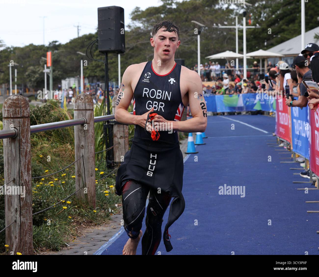 Alex Robin, of Great Britain, at the 2025 Junior World Triathlon ...