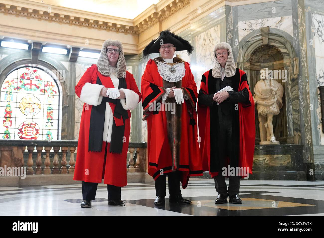 (left to right) Mr Justice Garrido, Lord Mayor of London, Alastair King ...